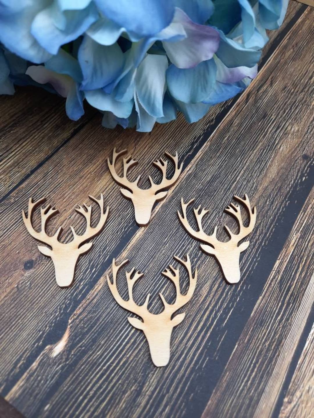 Stag Head - Pack of 4 Wooden Stag Heads - Laser Cut - Craft - Seasonal ...