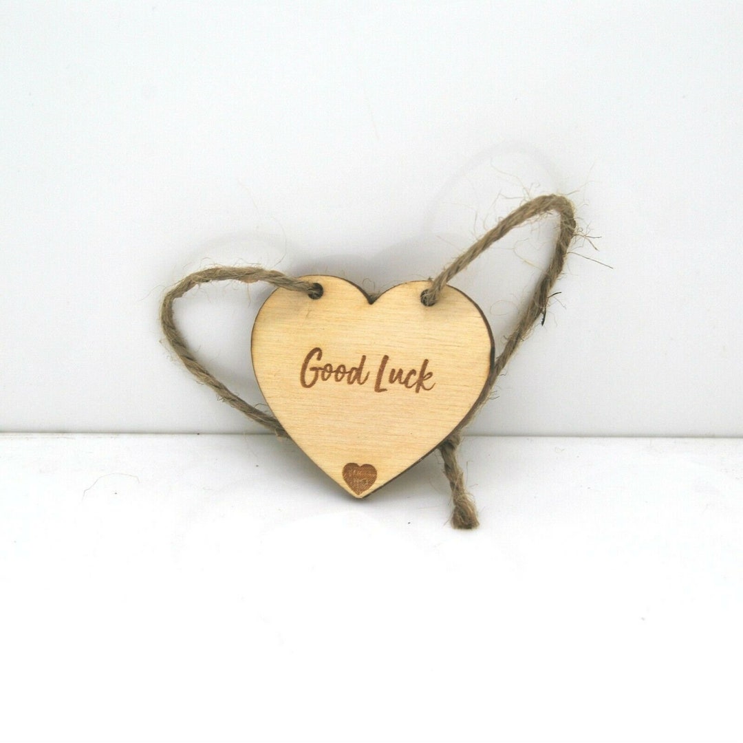 Good Luck - Engraved Wooden Heart - Mini Keepsake Hanging Gift Tag ...