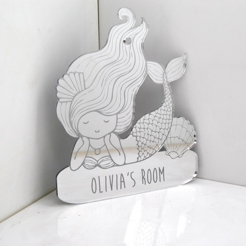 Mermaid Door Sign Personalized Mirror Perspex - Any Name Boys/girls ...
