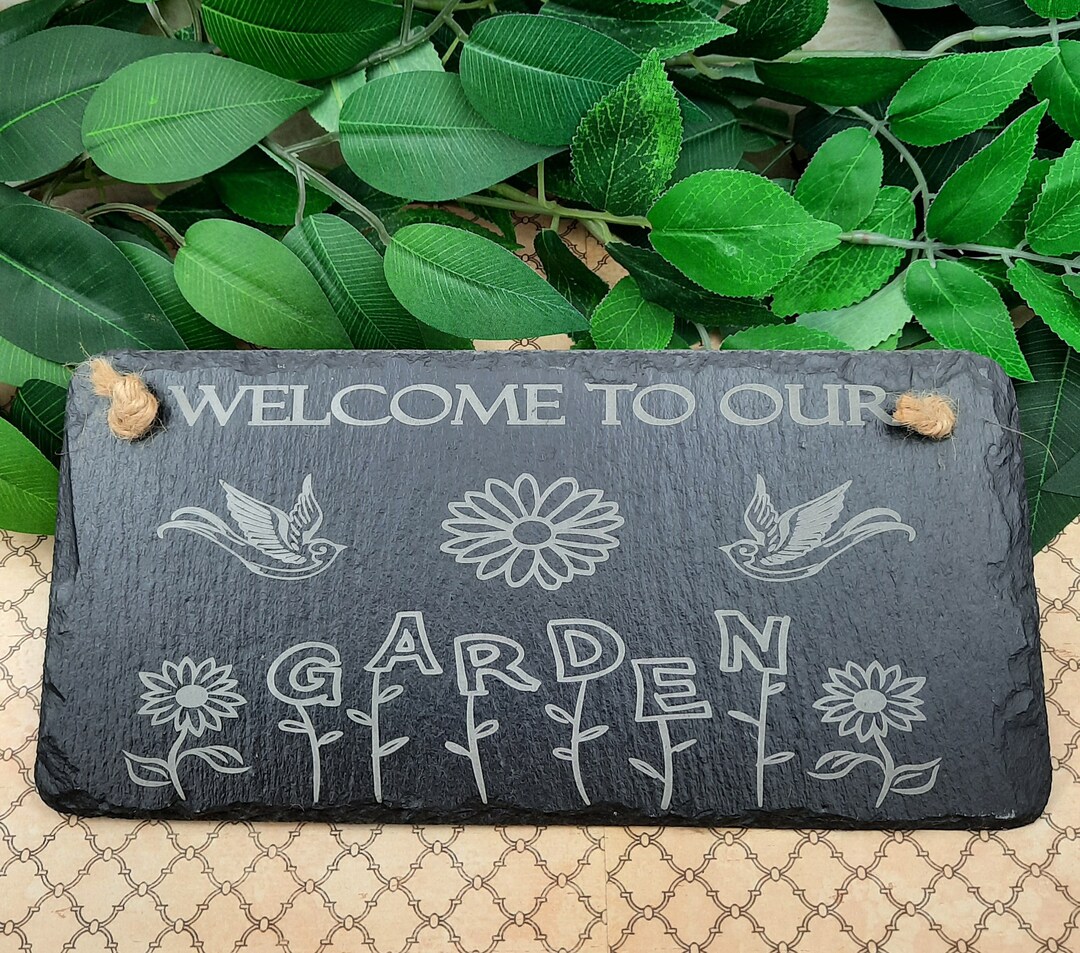 Welcome, Slate Sign - Laser Engraved, Garden - Shed - Home - Etsy