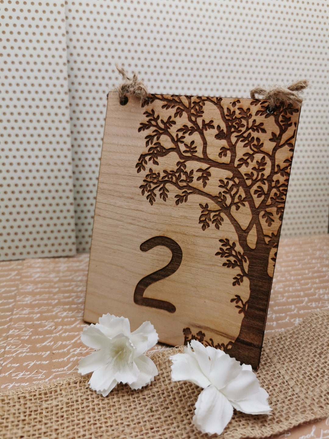 Wooden Table Numbers, Personalised, Tree Design Wedding Table Number ...