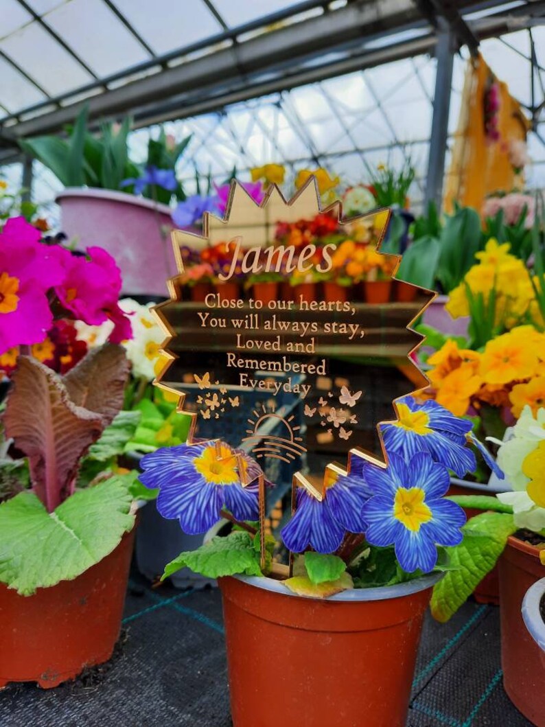 Sun Stick Personalised Memorial a Pretty Grave Side - Etsy