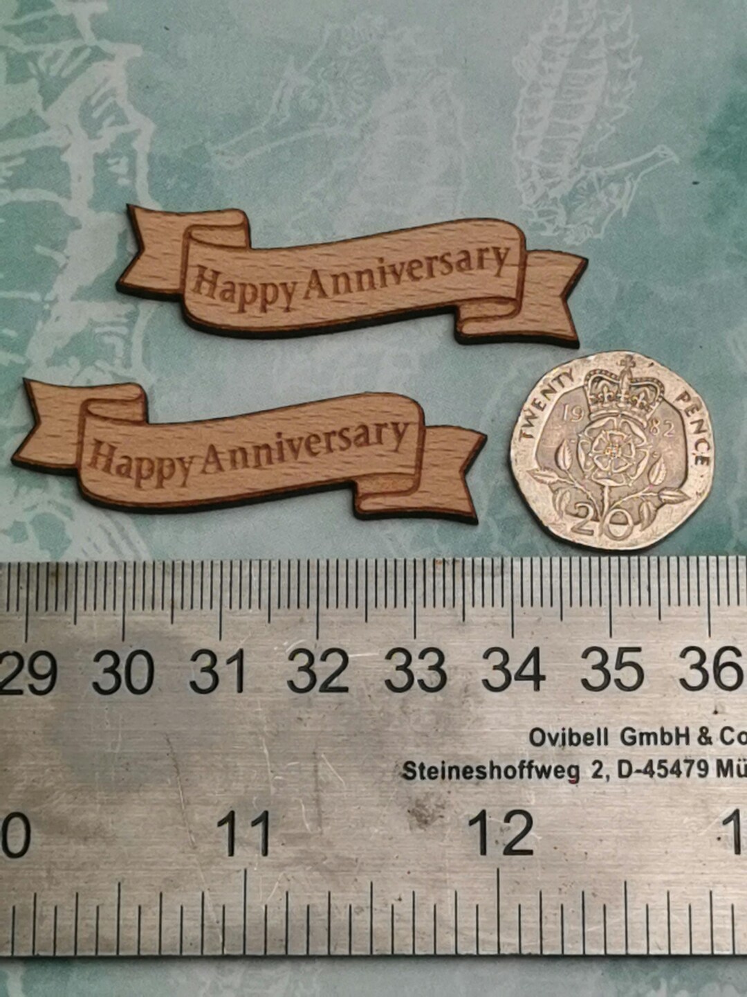 Happy Anniversary Banner- Pack of 2 Laser Engraved Wooden Buttons - Etsy