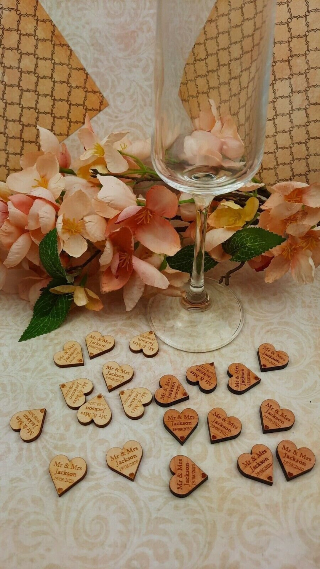 Wooden Table Confetti Personalised - Wedding/engagement Table Party ...