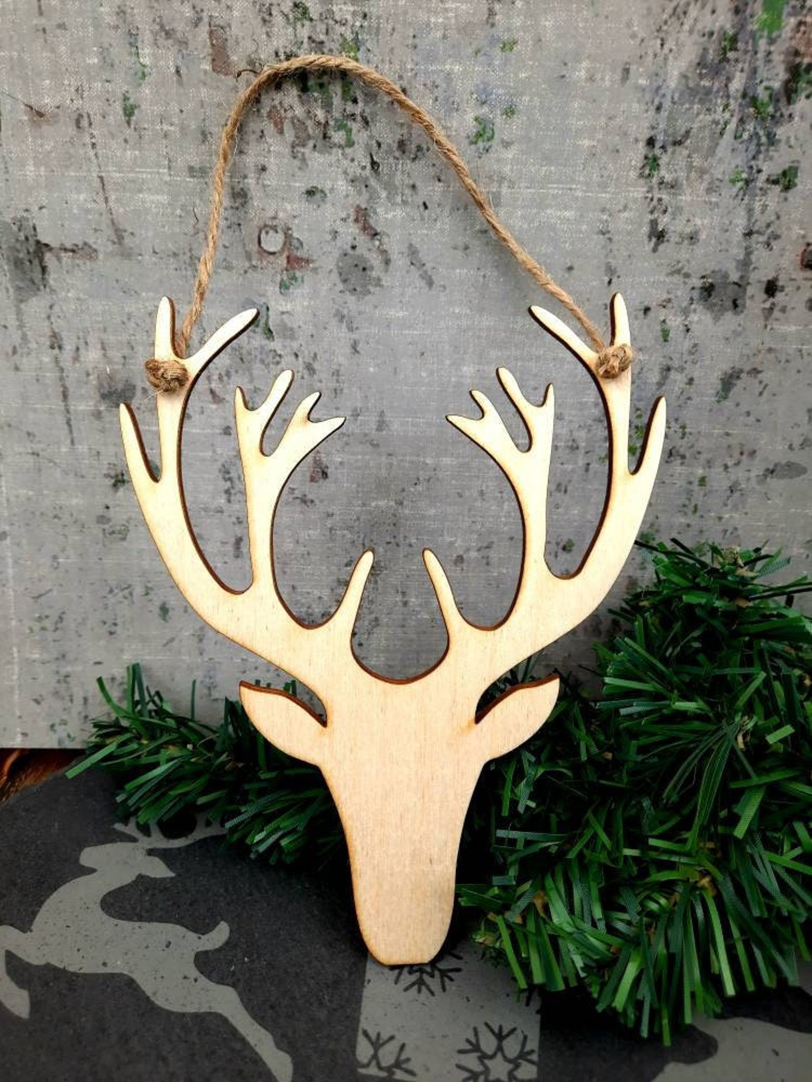 Stag Heads Laser Cut Craft Seasonal Christmas Hanging | Etsy