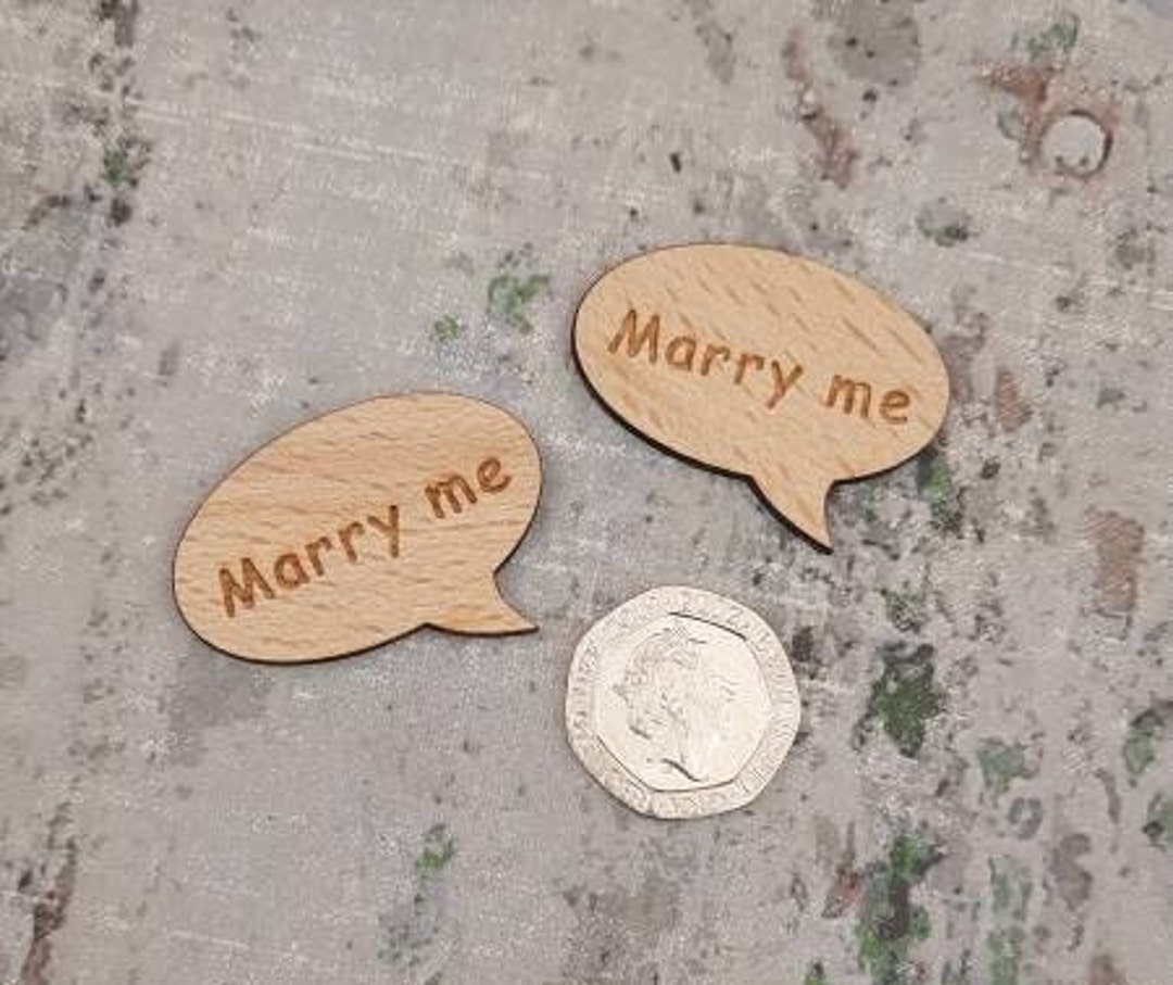Laser Engraved Beech Wood Buttons - 'marry Me' Speech Bubble, Pack of 2 ...
