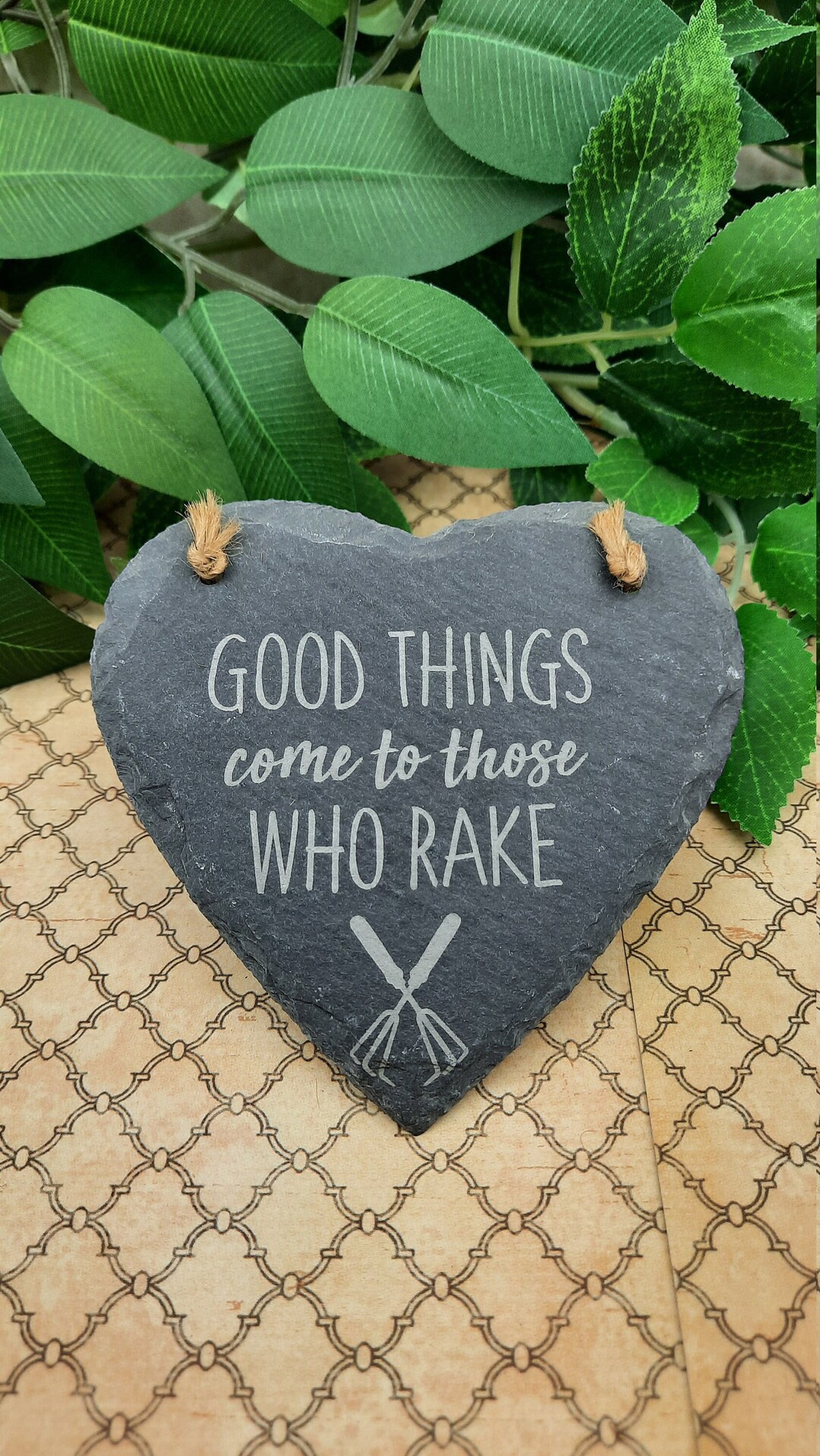 Good Things Slate Hanging Heart Sign- Laser Engraved, Garden - Shed ...