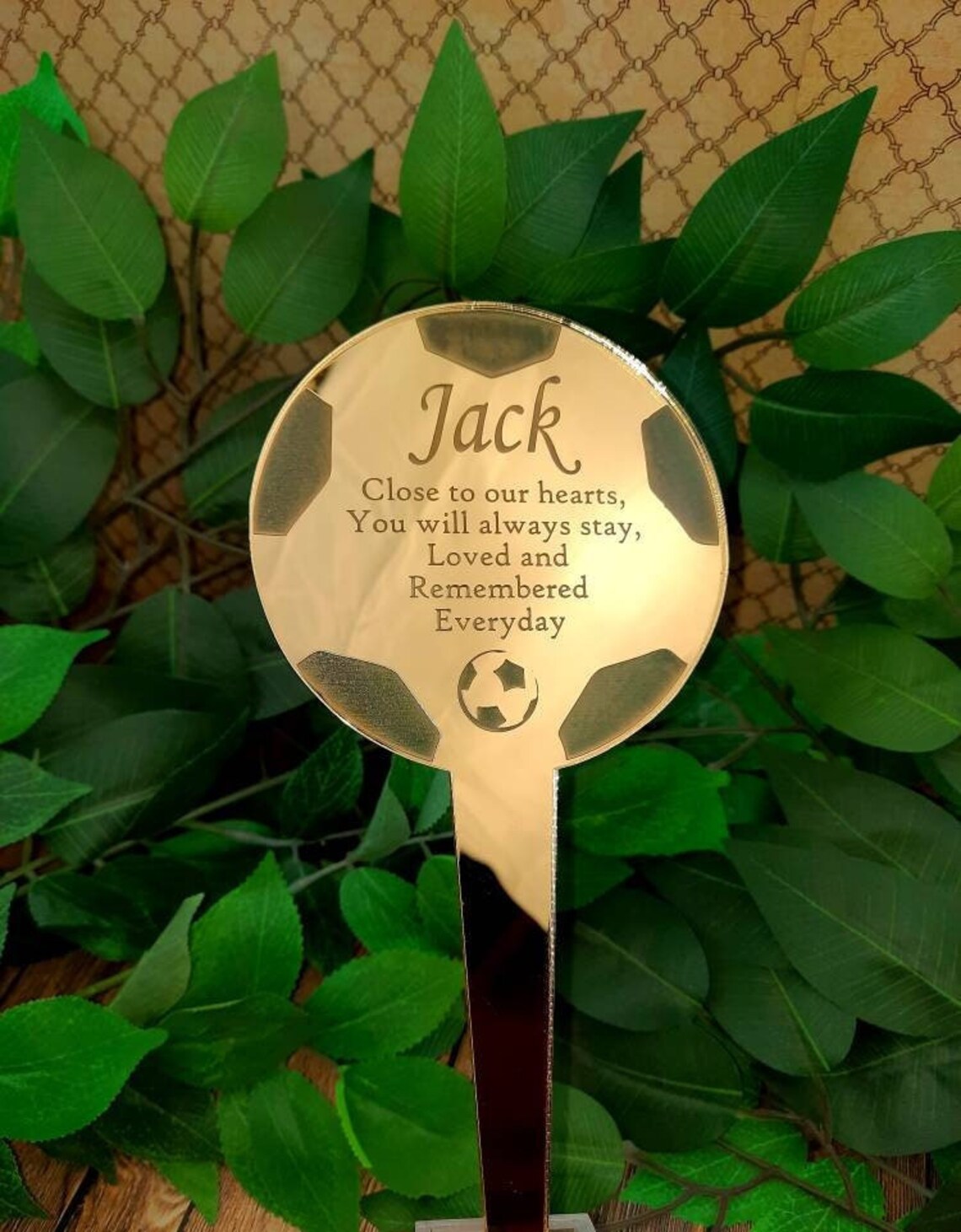 Round Football Stick Personalised Memorial- a Pretty Grave Side ...