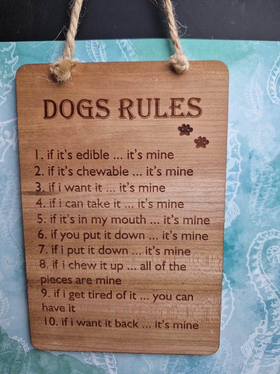 Funny Dog Rules Wooden Sign – Laser Engraved Pet Lover Gift - Etsy