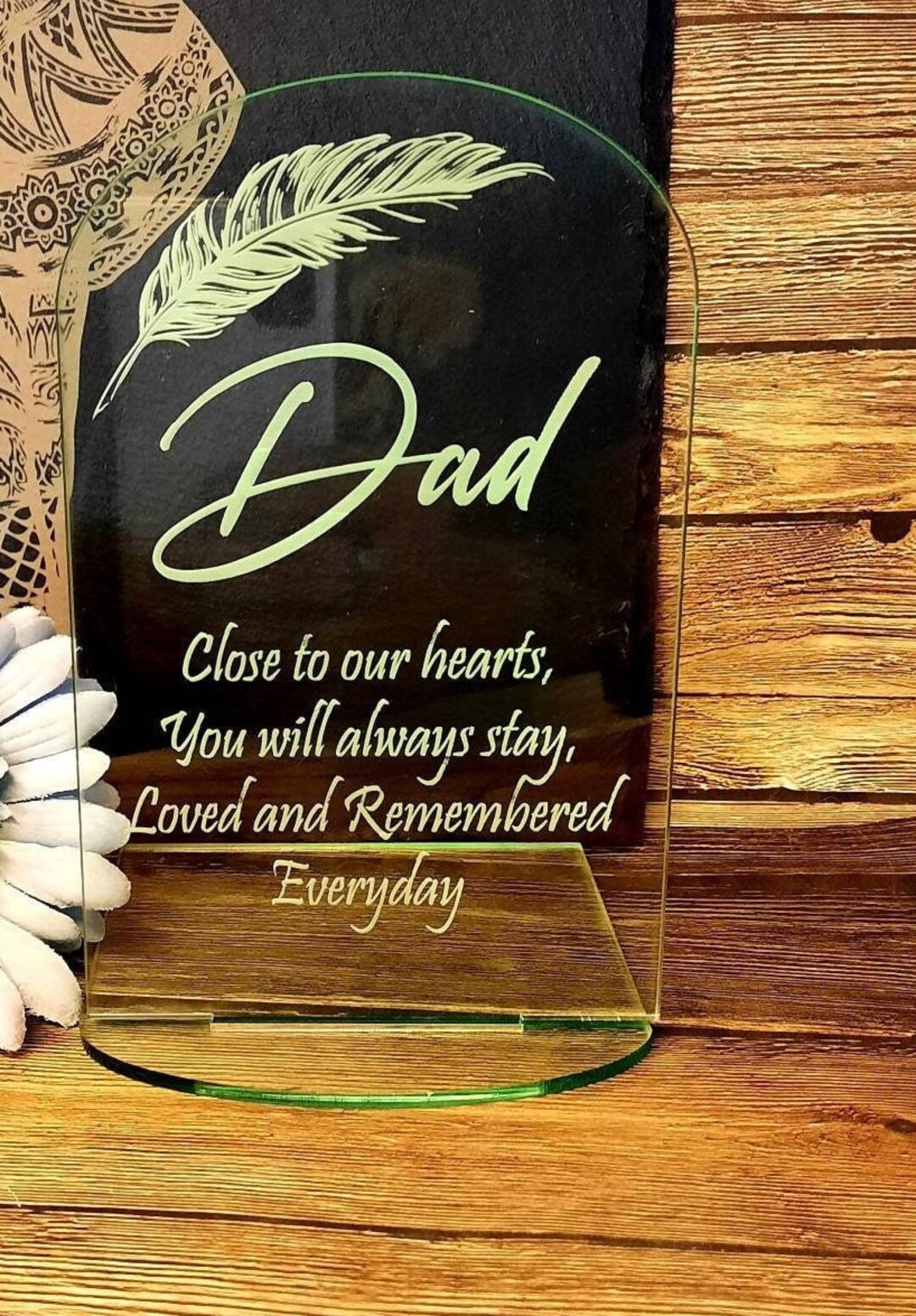 Feather Tea Light, Personalised Memorial Cemetery/home Decoration ...