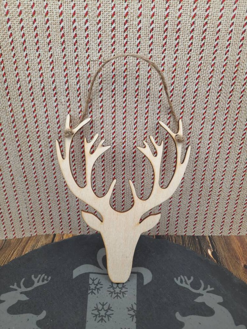 Stag Heads Laser Cut Craft Seasonal Christmas Hanging | Etsy
