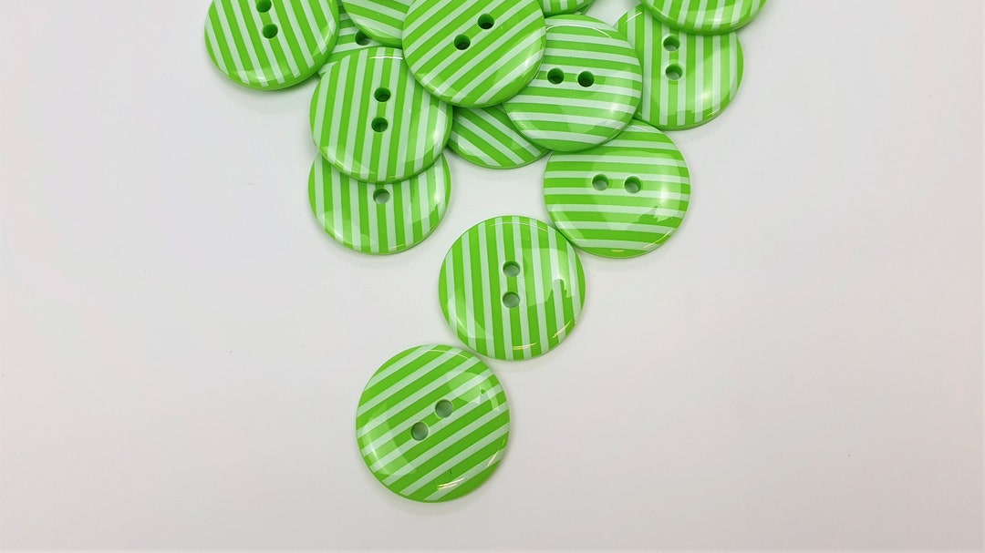 Striped Buttons Bright Green Pack of 10, 23 Mm - Etsy