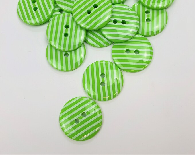Striped Buttons Bright Green Pack of 10, 23 Mm - Etsy