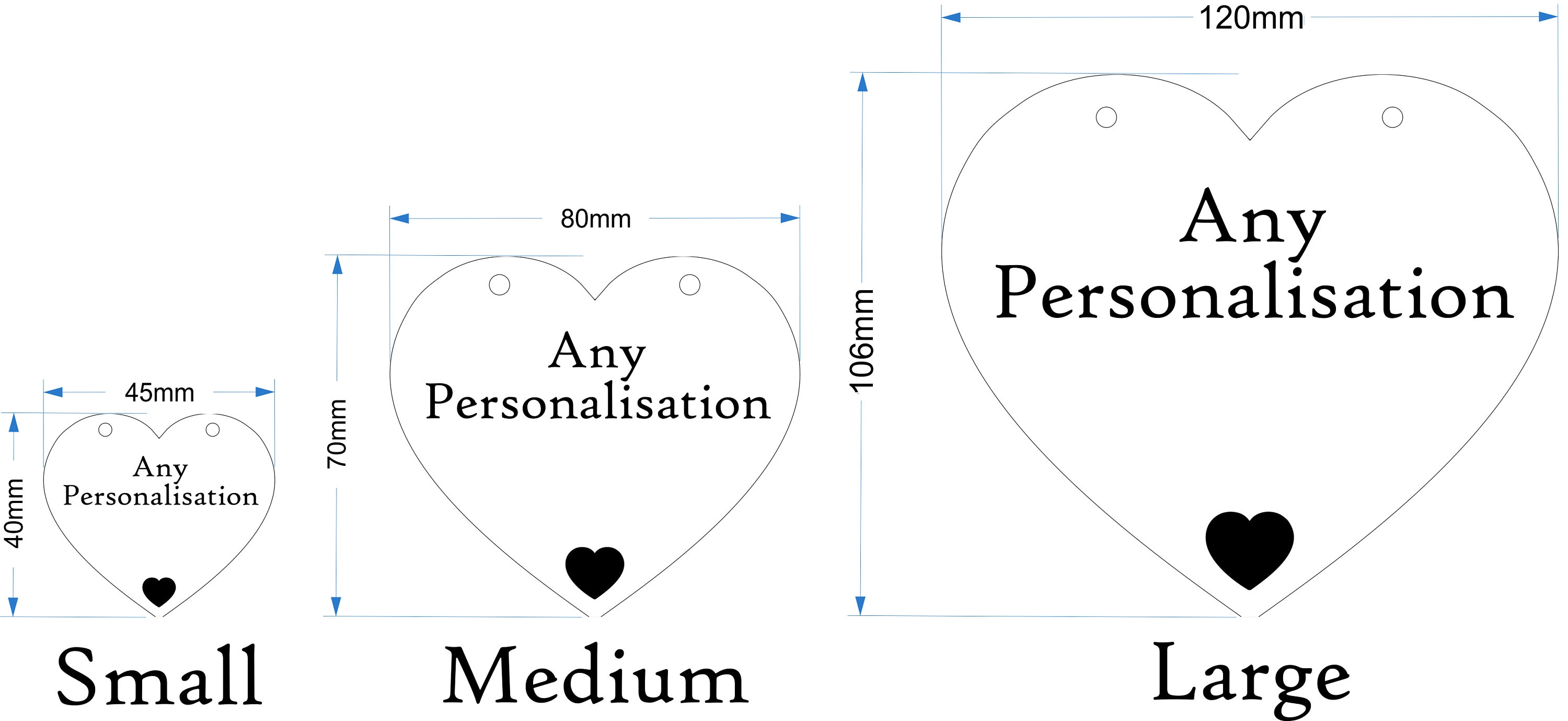 Engraved Mirror Perspex Hearts, Any Design Personalised -keepsake ...