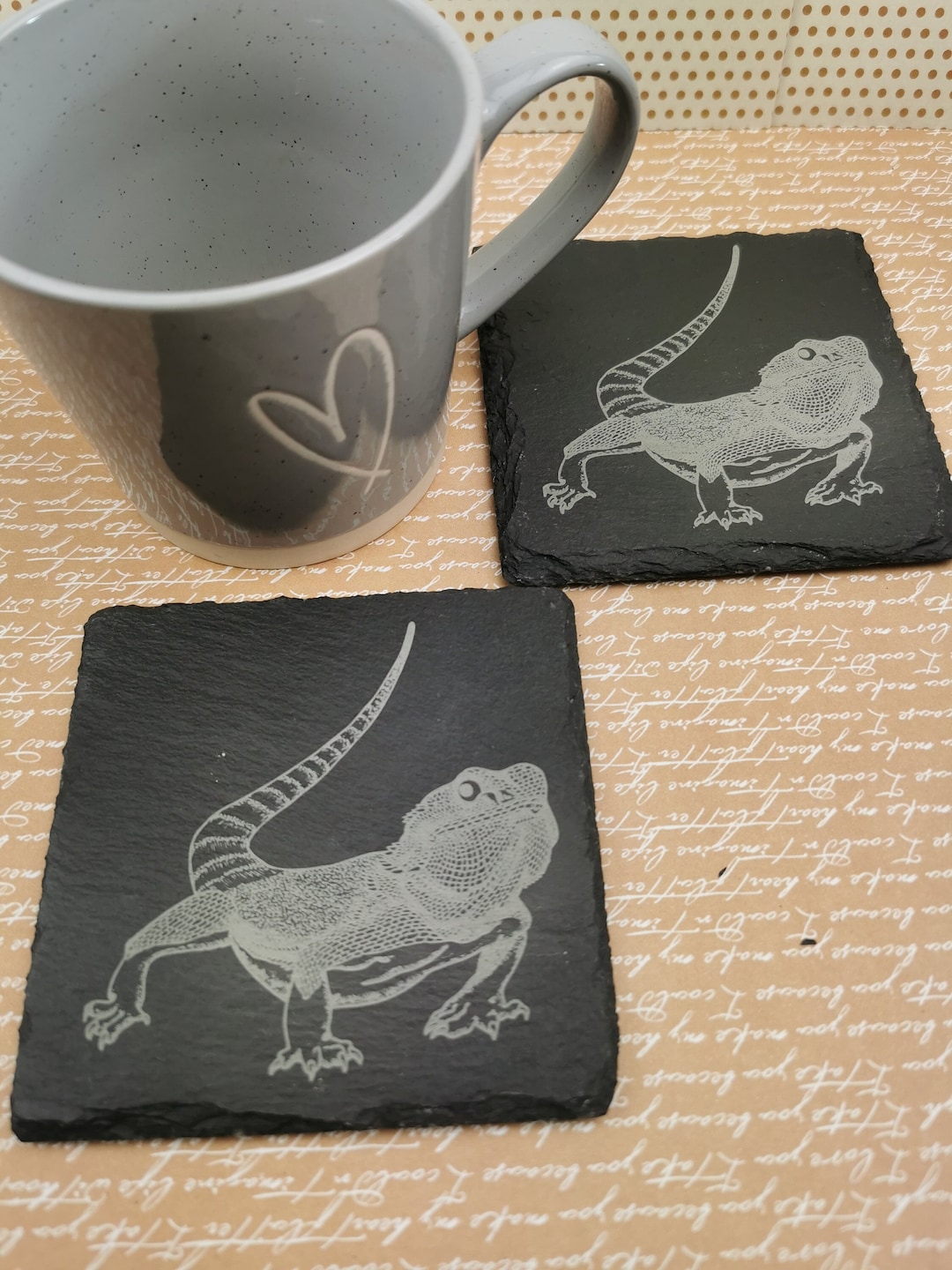 Bearded Dragon - Engraved Slate Coaster - Reptile - Etsy