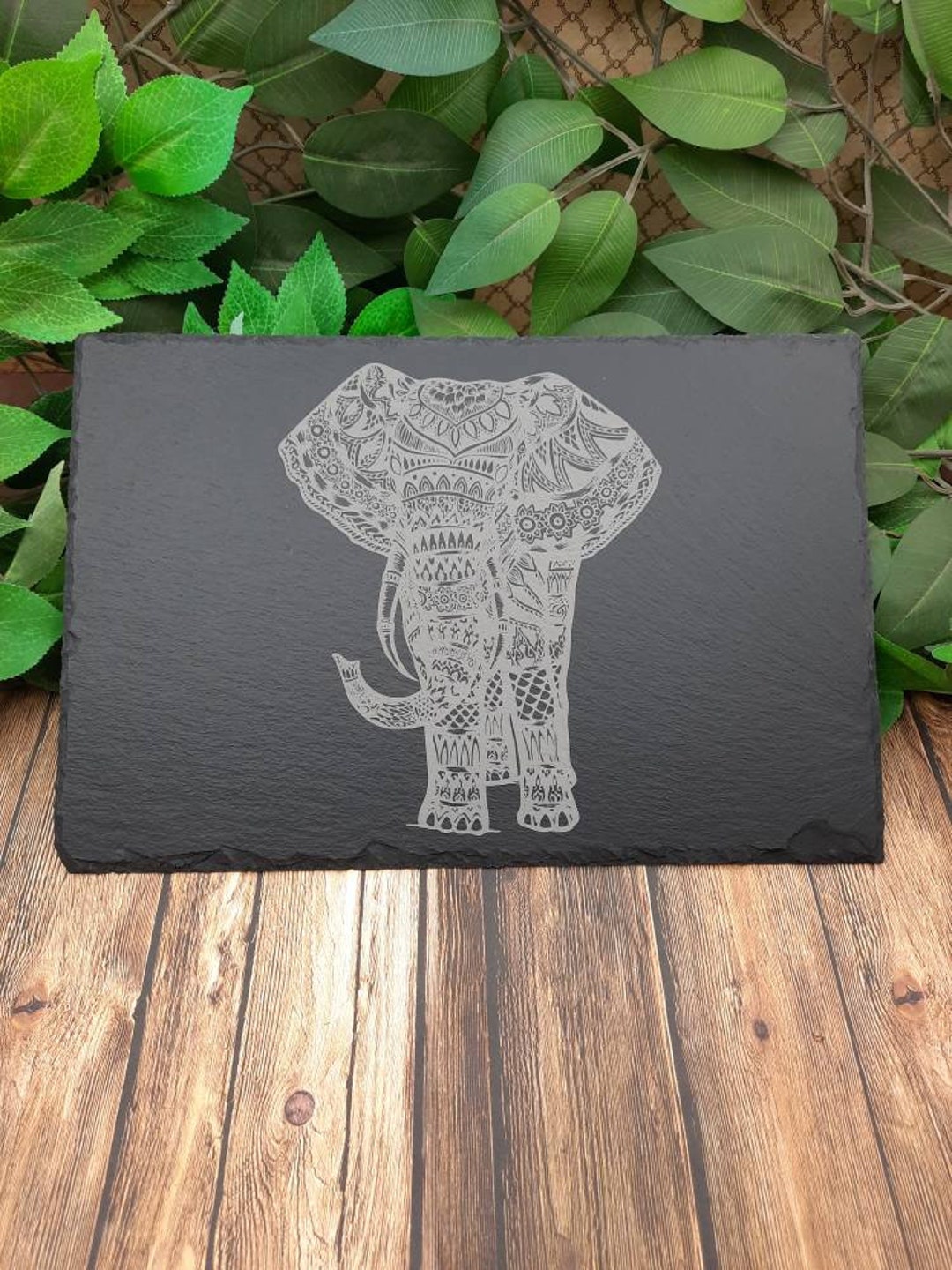 Elephant Doodle Laser Engraved Slate Place Mat - Doodle Elephant ...