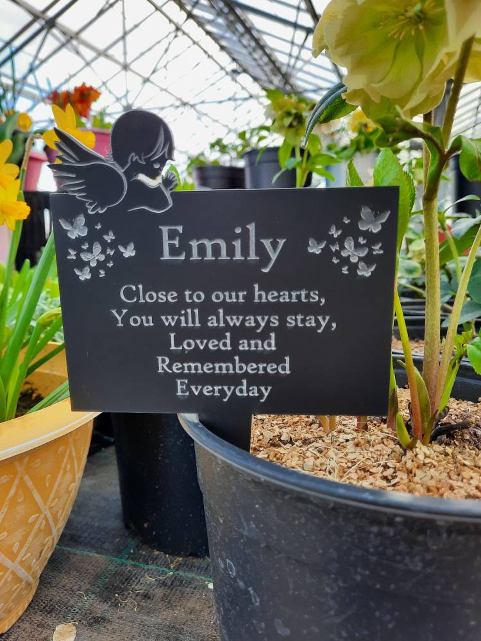 Personalized Praying Angel Memorial Stick – Engraved Family Name ...