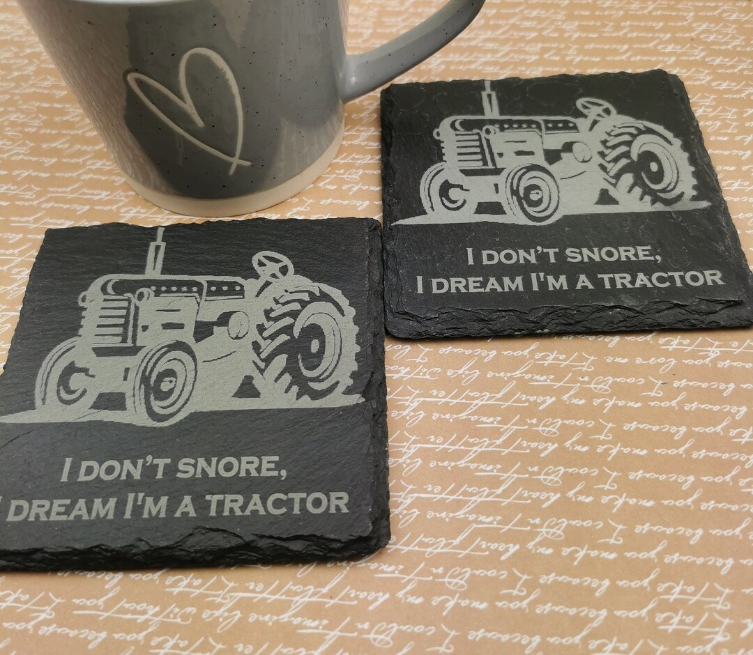 Snoring Tractor - Laser Engraved Slate Coaster - Table Decoration ...