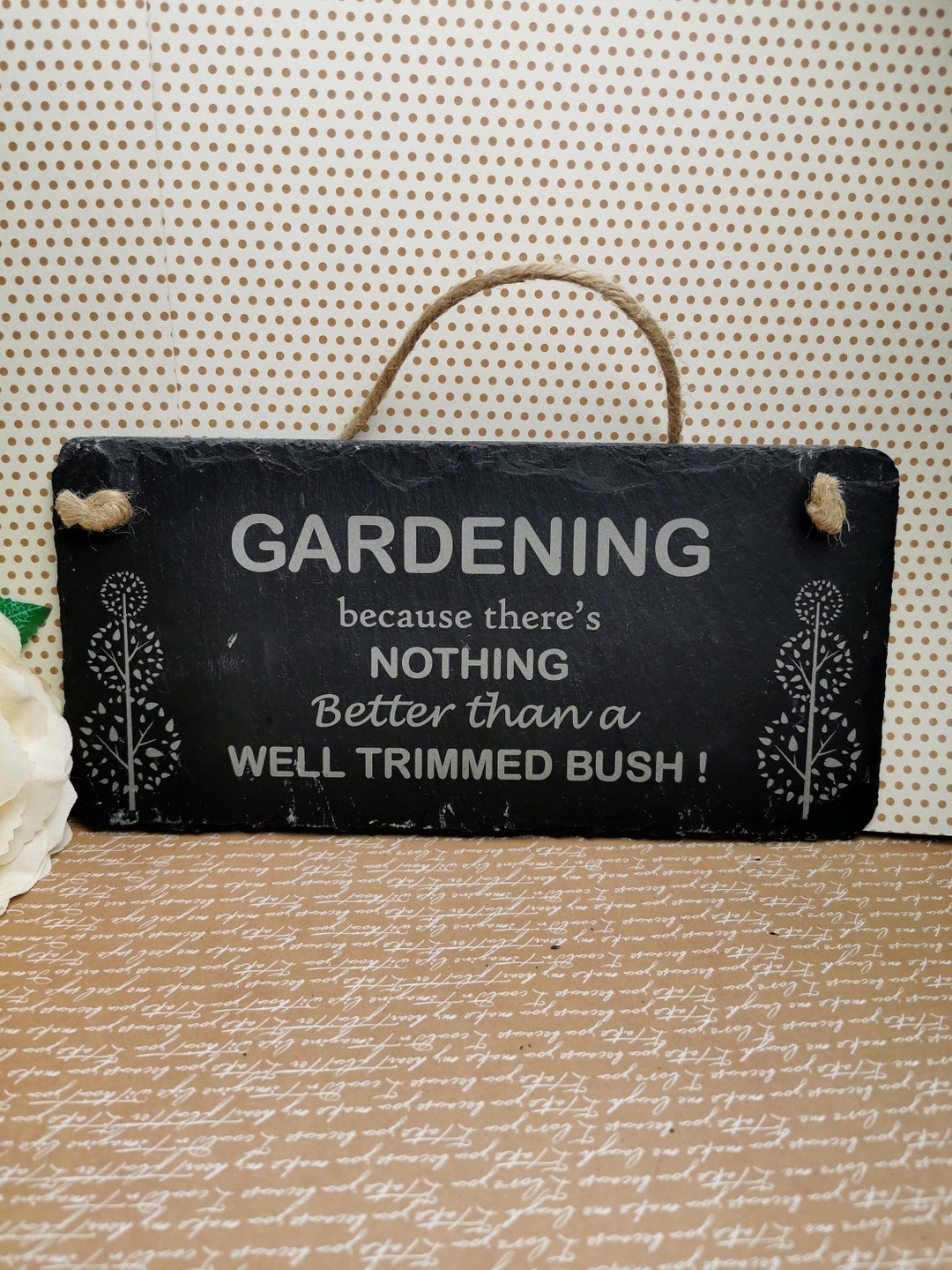 Gardening, a Well Trimmed Bush, Slate Sign - Laser Engraved, Garden ...