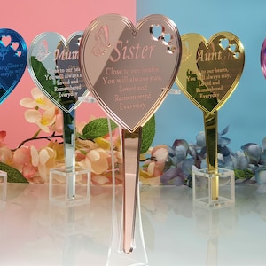 Heart Memorial Stick - Personalised - Cemetery Decoration Any Name With ...