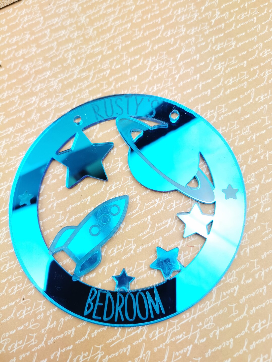 Space Themed Door Sign Personalized Mirror Perspex - Any Name Boys ...