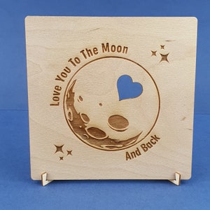 I Love You to the Moon and Back - Personalised Wooden Card With Stand ...