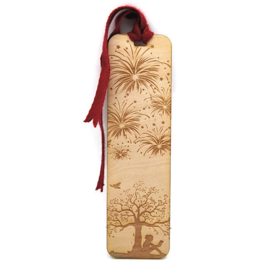 Fireworks - Laser Engraved Wooden Bookmark - Firework Bookworms - Etsy