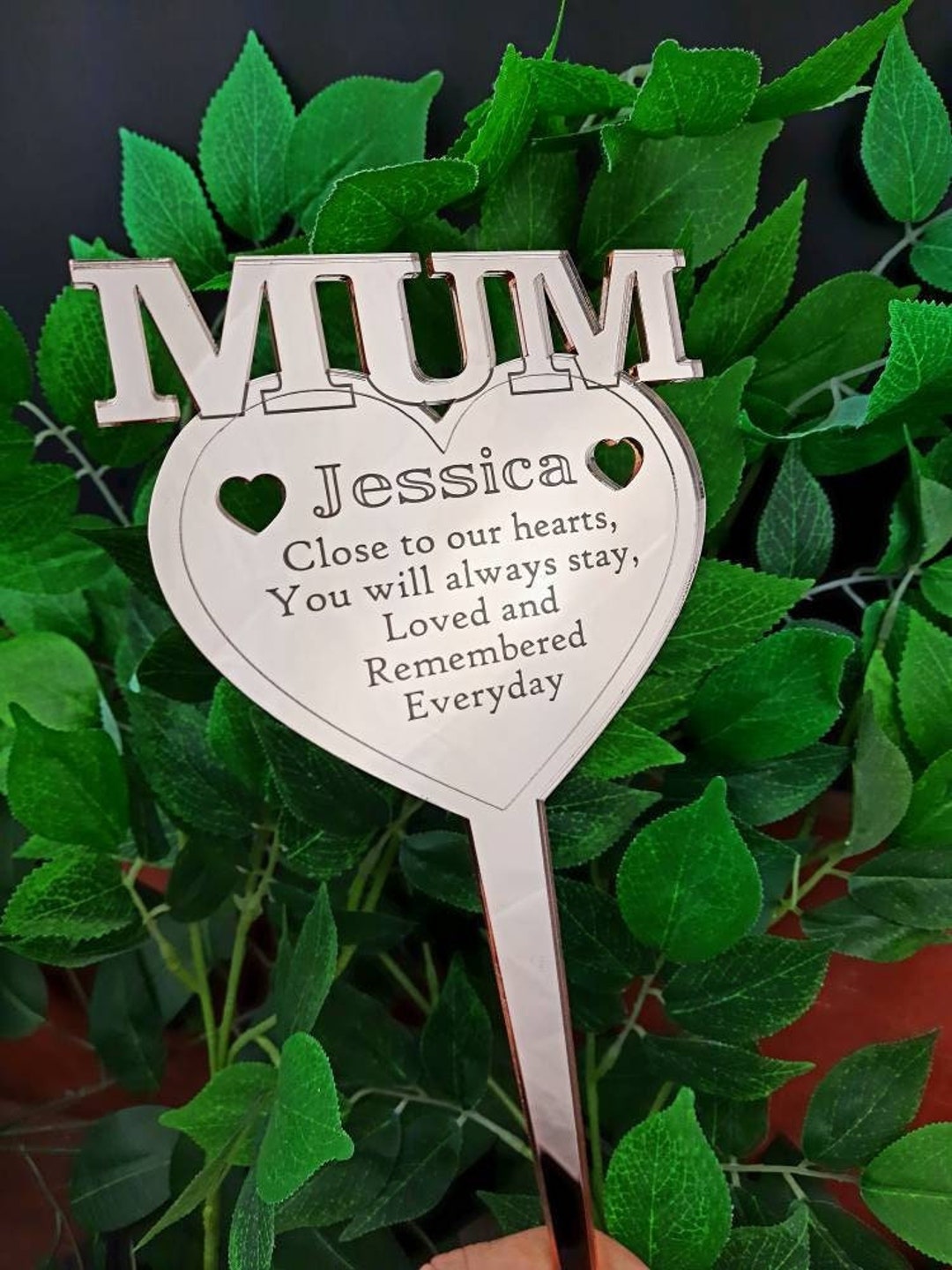 Mum Heart Stick, Personalised Memorial - Cemetery Decoration Family ...