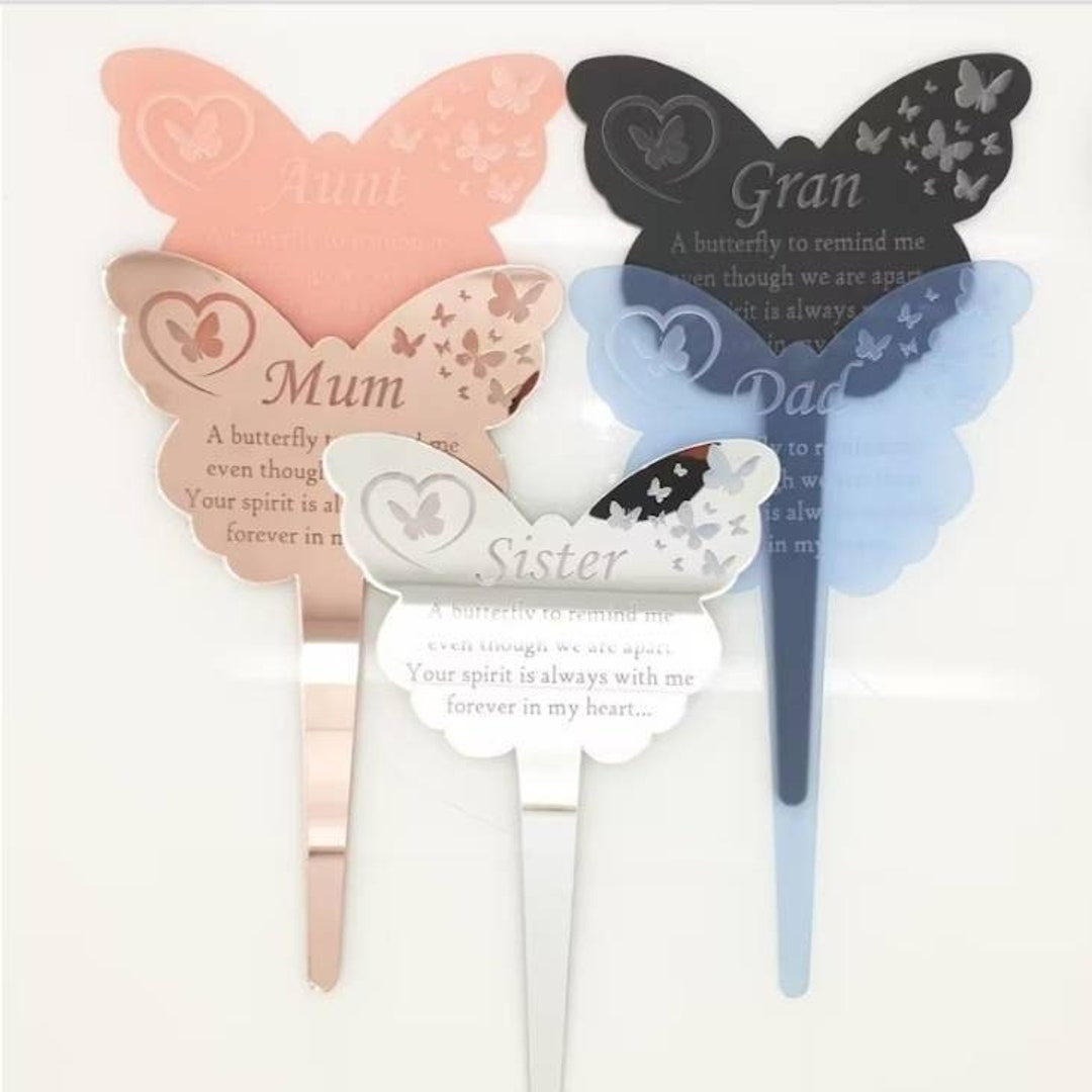 Personalized Butterfly Memorial Stick – Large Cemetery Decoration - Etsy