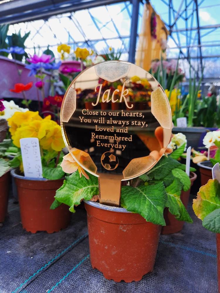 Round Football Stick Personalised Memorial- a Pretty Grave Side ...