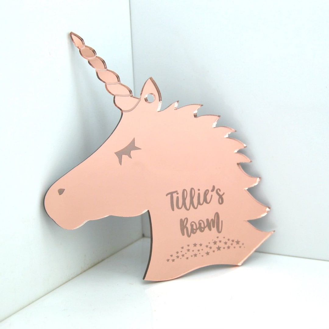 Unicorn Door Sign Personalised Mirror Perspex - Any Name Boys/girls ...