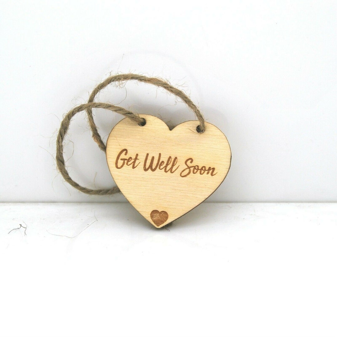 Get Well Soon - Engraved Wooden Heart - Mini Keepsake Hanging Gift Tag ...