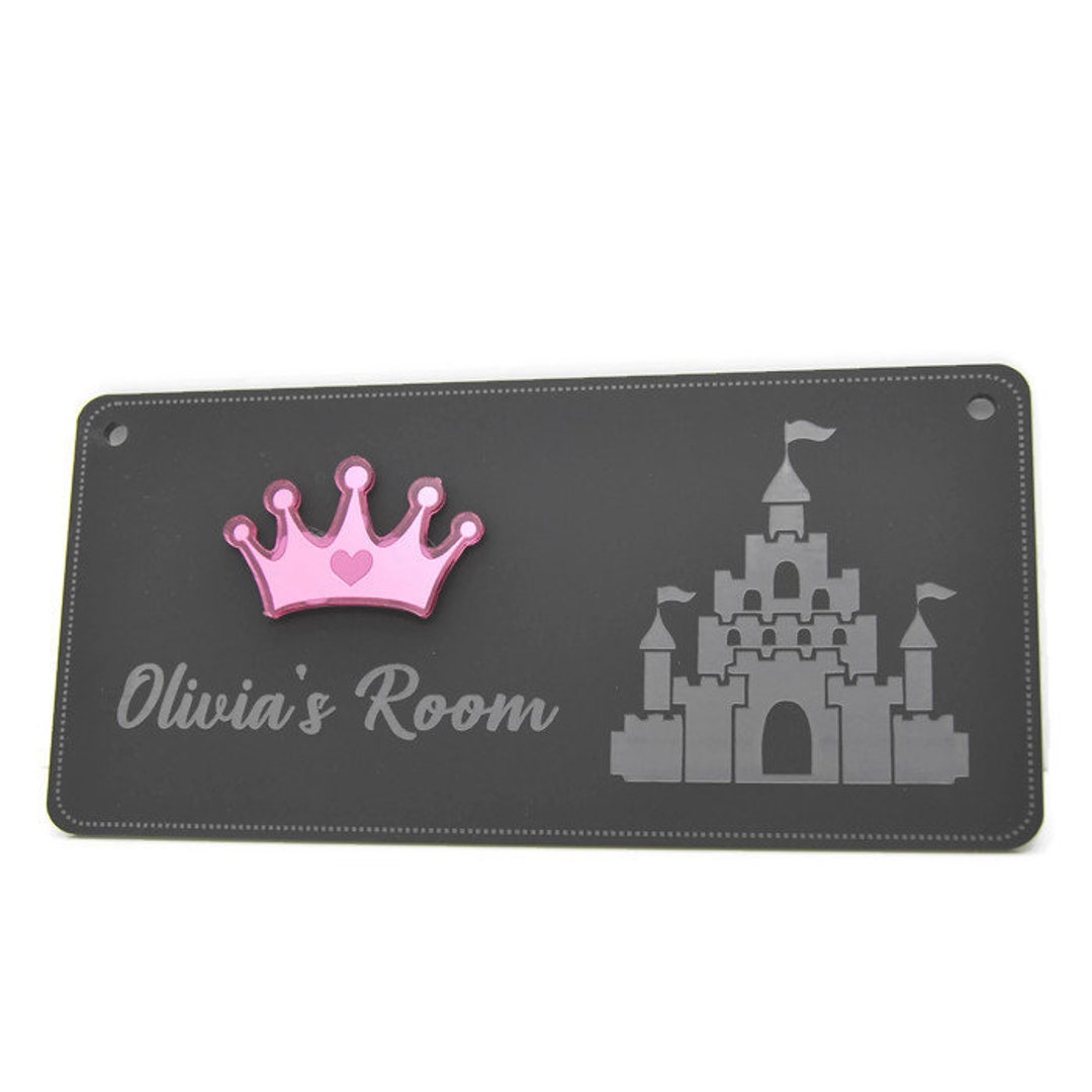 Door Sign Personalised 3D Perspex Sign - Kids Princess Castle/crown ...