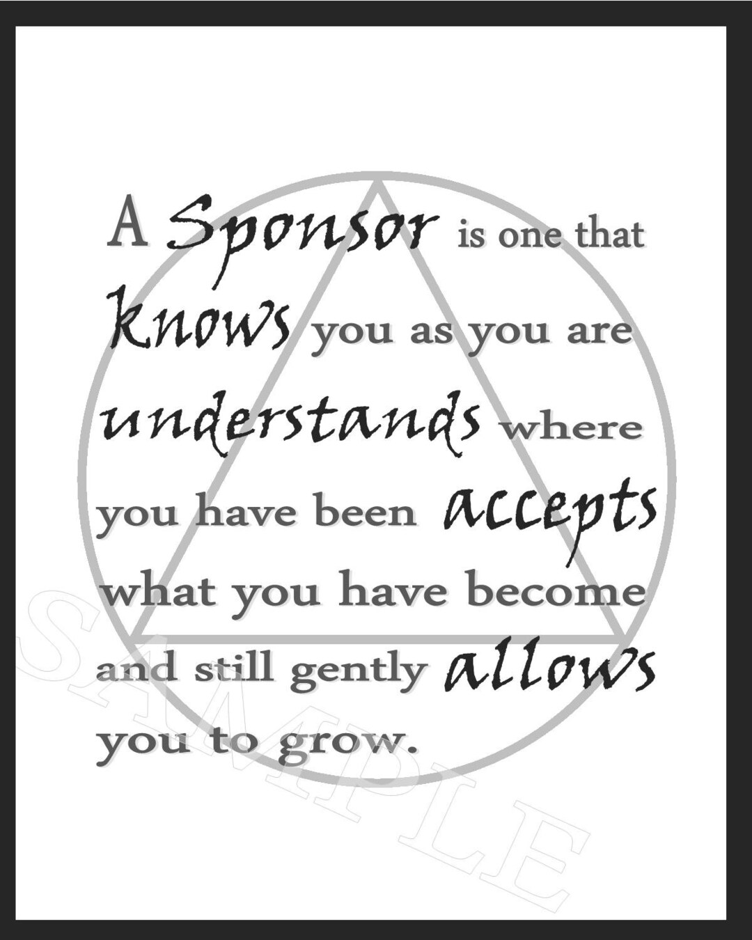 AA Recovery Sponsor Gift Al-anon NA Inspirational Art Quote - Instant ...