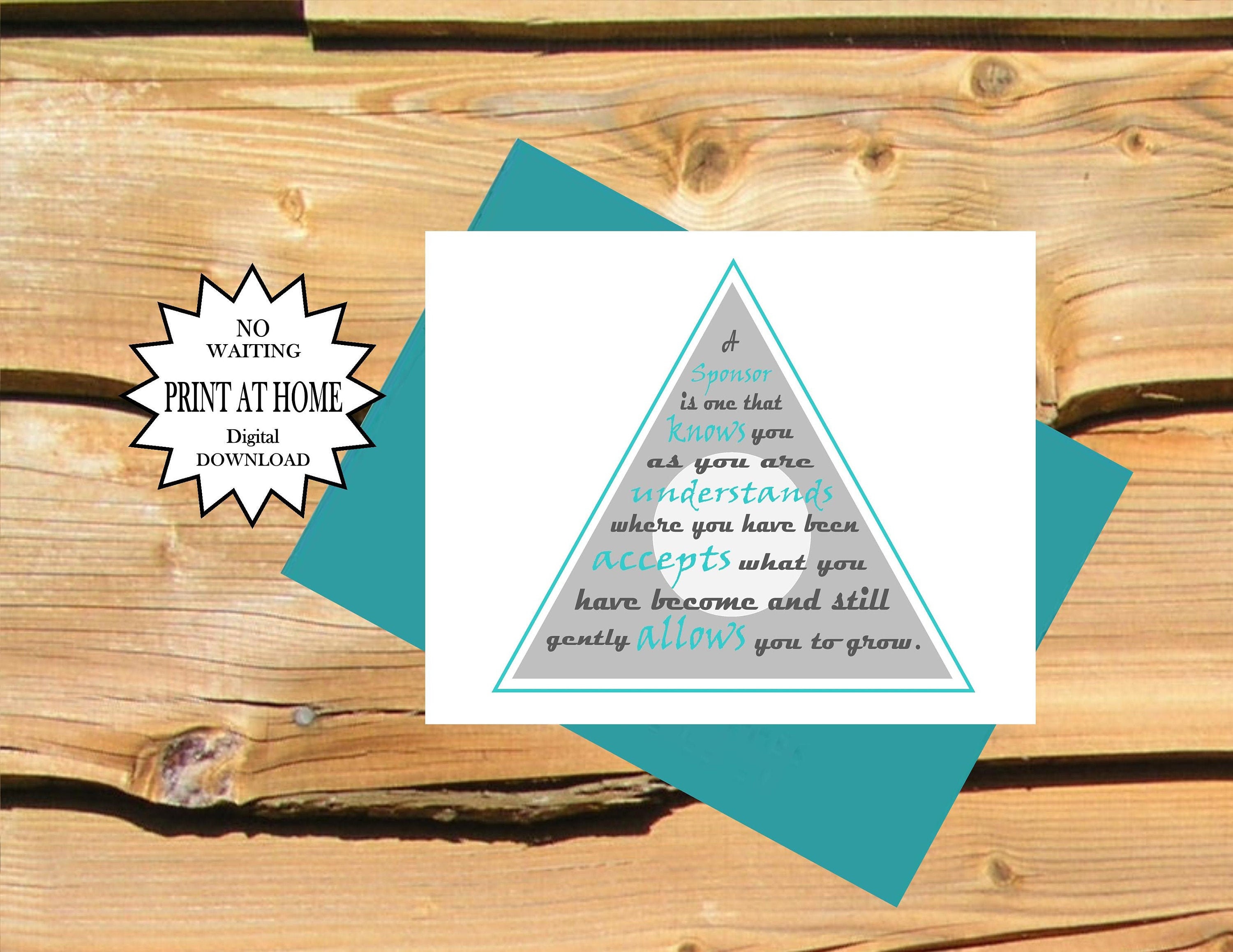 Al-anon Recovery SPONSOR Greeting Card Alanon Printable Cards AA ...