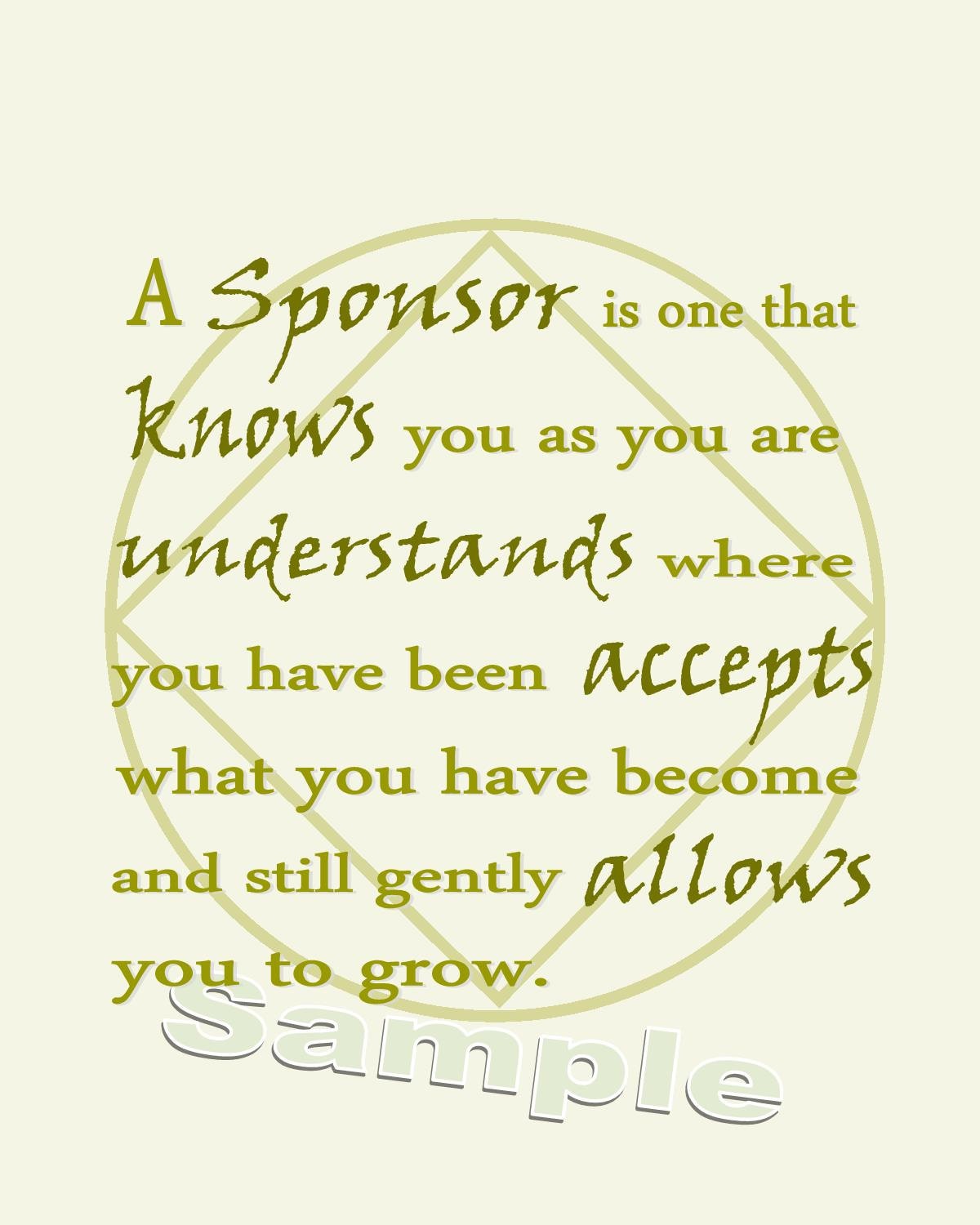 INSTANT DOWNLOAD NA Recovery Sponsor Sponsee Gift Inspirational Print ...
