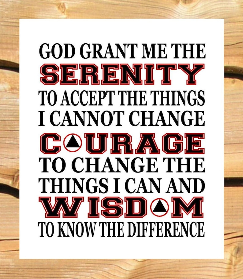 Serenity Prayer AA Recovery Gifts Sobriety Gift Al-anon 2 Inspirational ...