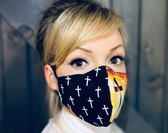 Thin Blue Line Washable Face Mask With Nose Wire / Breathable Filter ...