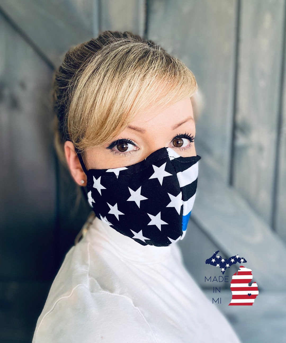 Thin Blue Line Washable Face Mask With Nose Wire / Breathable Filter ...