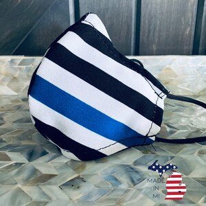 Thin Blue Line Washable Face Mask With Nose Wire / Breathable Filter ...