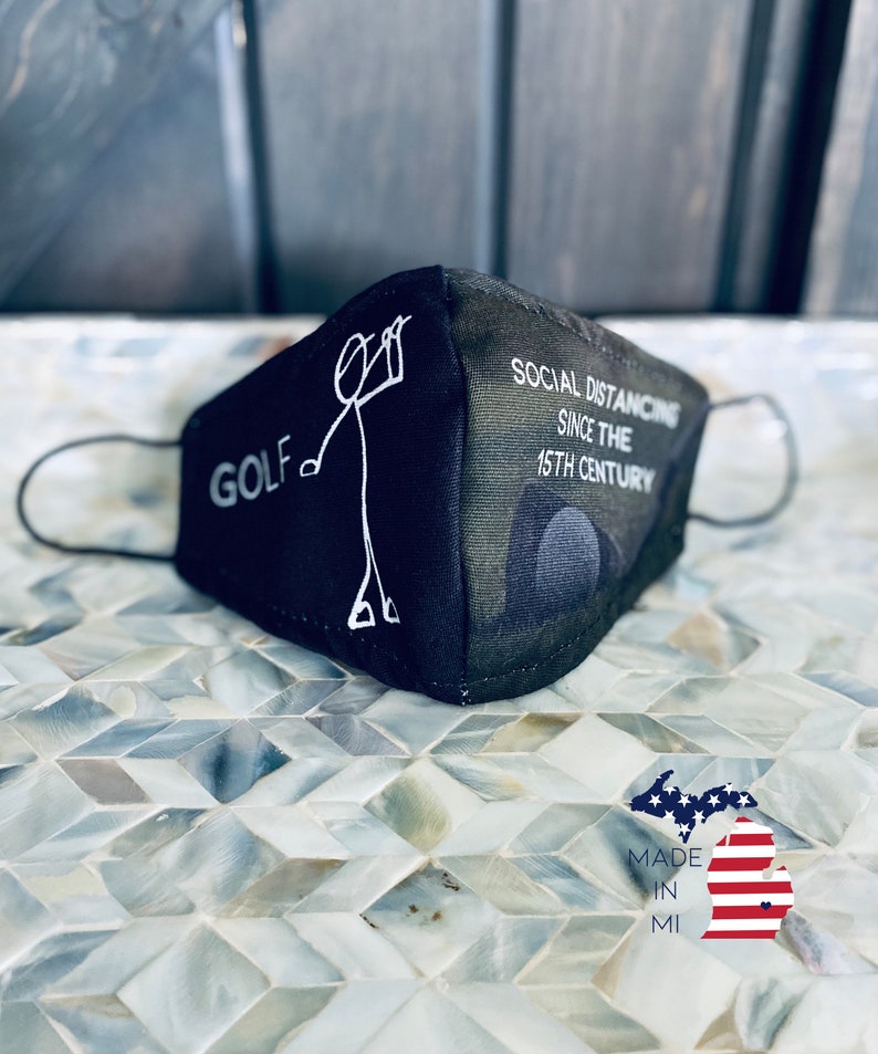Golf Social Distance Washable Face Mask With Nose Wire / - Etsy