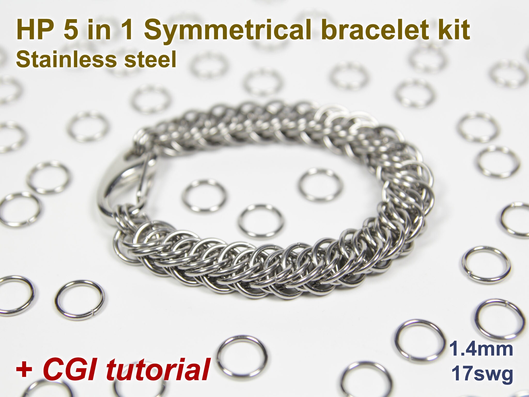 Half Persian 5 in 1 Symmetrical Bracelet Kit, 1.4mm, Stainless Steel ...