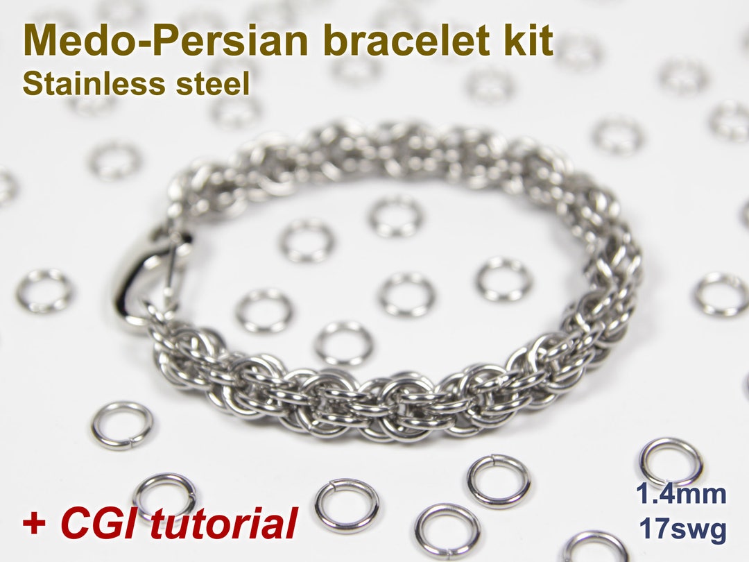 Medo-persian Bracelet Kit, 1.4mm, Chainmaille Kit, Stainless Steel, Chainmail Kit, Jump Rings ...
