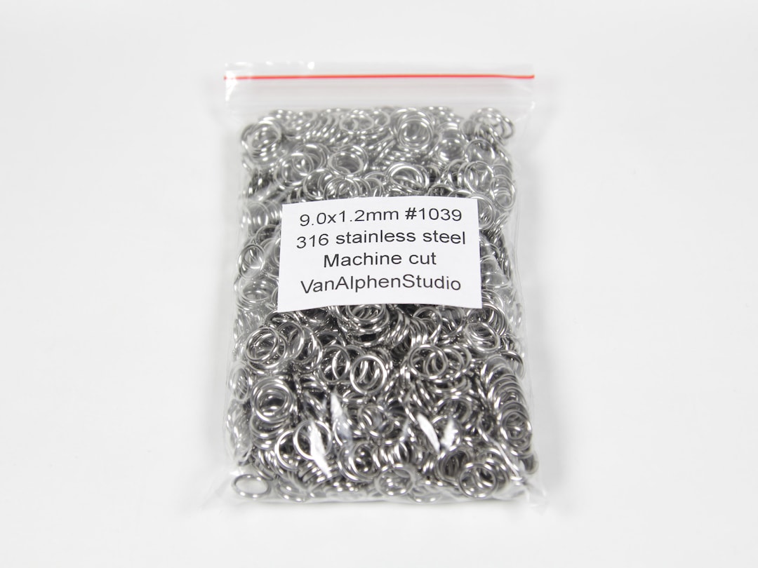 9.0x1.2mm, Stainless Steel Jump Rings, Machine Cut, Chainmaille Rings ...