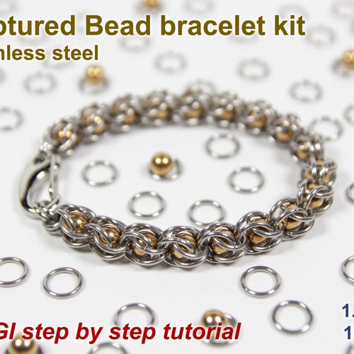 Caged Bead Bracelet Kit Chainmaille Kit Stainless Steel - Etsy