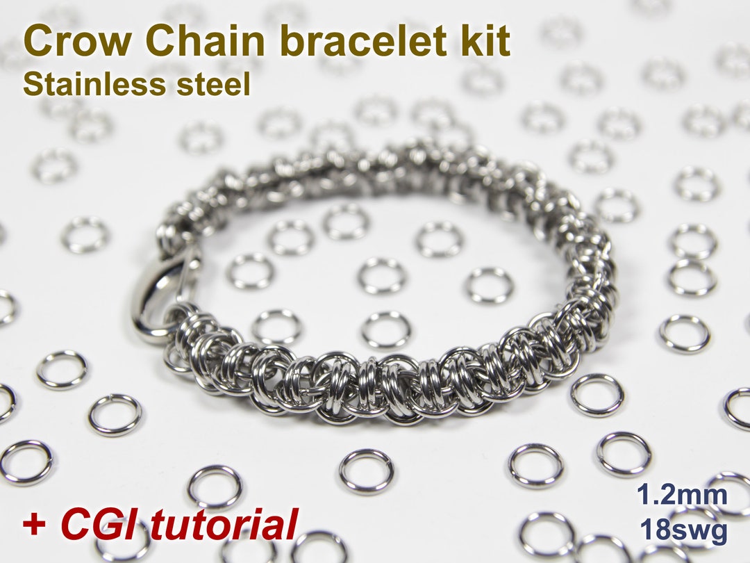 Crow Chain Bracelet Kit, 1.2mm, Chainmaille Kit, Stainless Steel, Chainmail Kit, Jump Rings ...