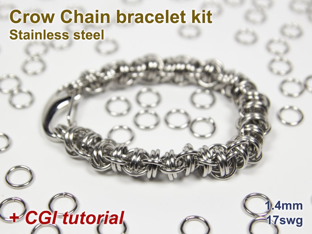 Crow Chain Bracelet Kit, 1.4mm, Chainmaille Kit, Stainless Steel ...