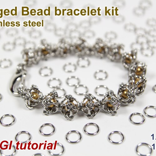 Caged Bead Bracelet Kit Chainmaille Kit Stainless Steel - Etsy