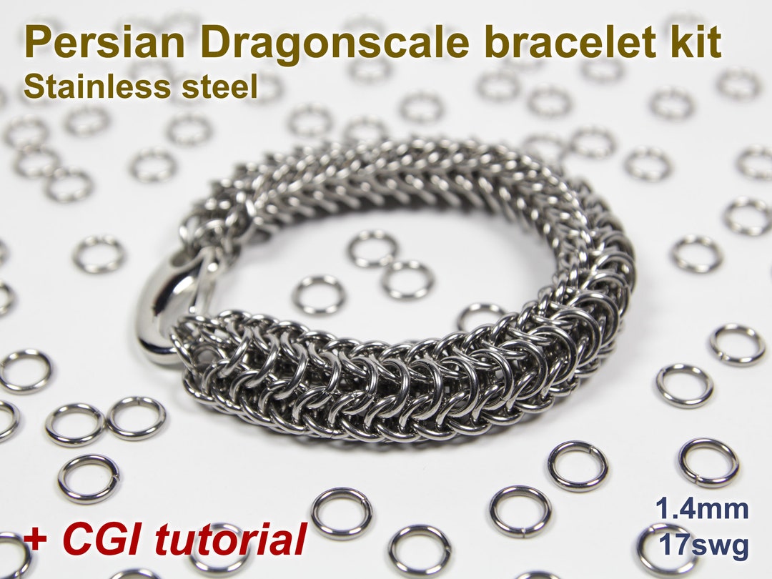 Persian Dragonscale Bracelet Kit, 1.4mm, Chainmaille Kit, Stainless Steel, Jump Rings ...
