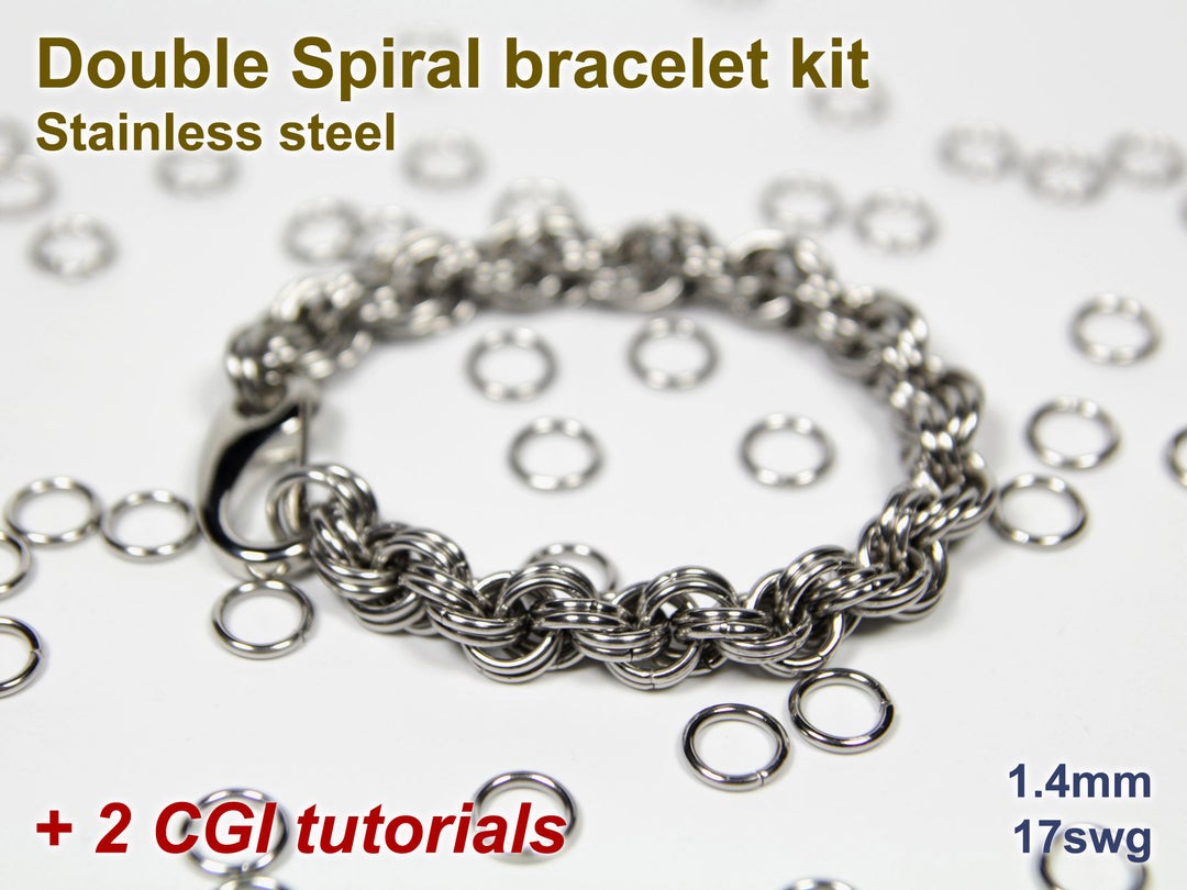 Double Spiral Bracelet Kit, 1.4mm, Chainmaille Kit, Stainless Steel ...